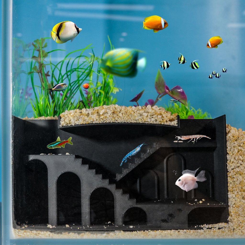 Plastic 3D Print Underground Rectangular Maze Fish Tunnel Cave Aquarium ...
