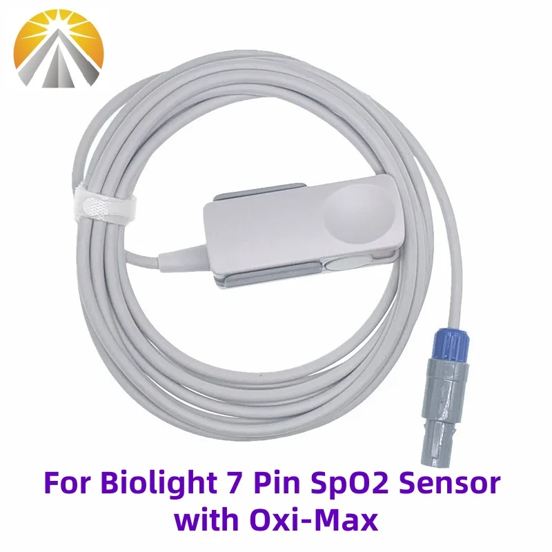 For Biolight 7 Pin SpO2 Sensor 2.5M Monitor Reusable SAO2 Heart Rate ...