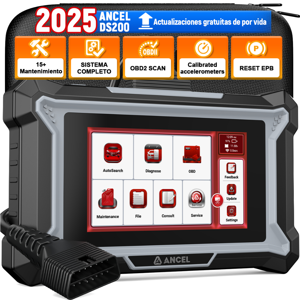 【MY Stock】ANCEL DS200 OBD2 Scanner for ABS, SRS, Transmission, All Systems Diagnostics, 15 ...