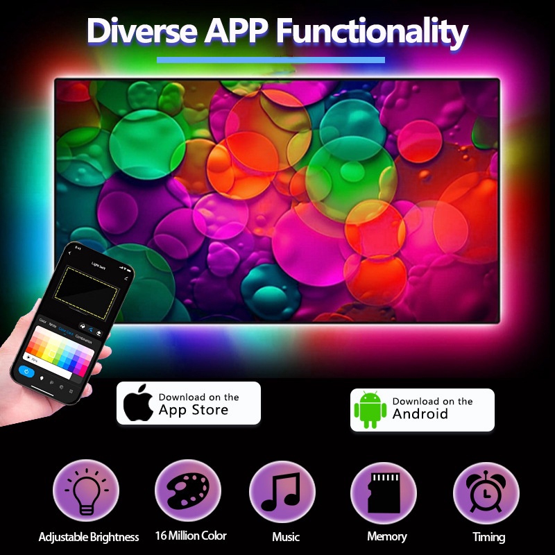 TUYA LED Smart TV Backlight，Smart Sync Screen Color for 40-120 Inch TVs ...