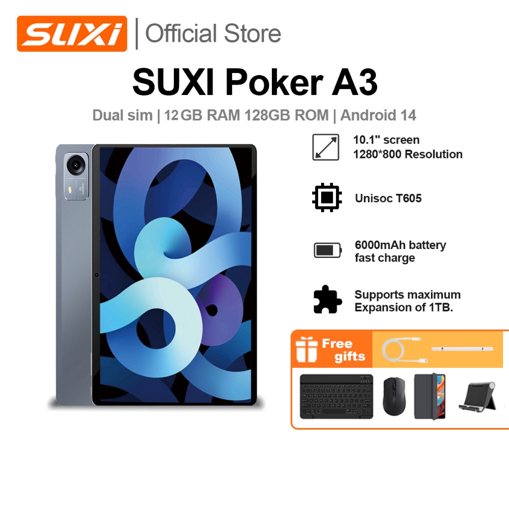 SUXI Poker A3 10.1” IPS screen Unisoc T606 12GB+128GB tablet WiFi Android 14 Ai tablet 6000mAh ...