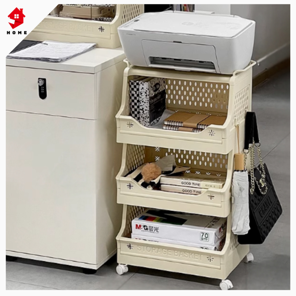 【Multi-Layer Pegboard Office Organizer】PP Storage Rack with Wheels ...