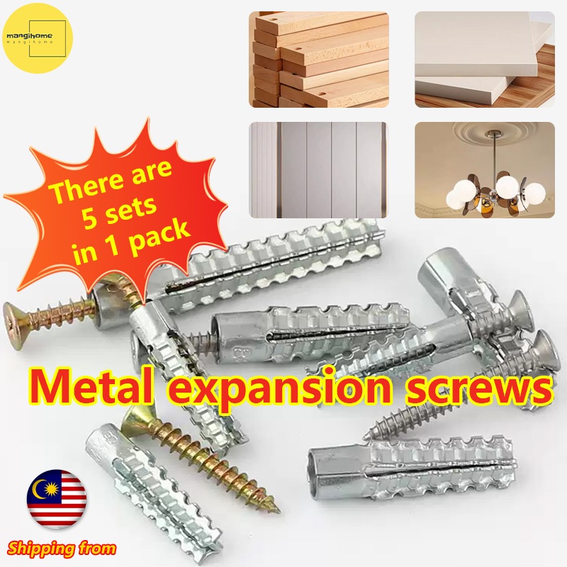Metal expansion screws Bolts + Nuts pack of 10 sets lightweight brick ...