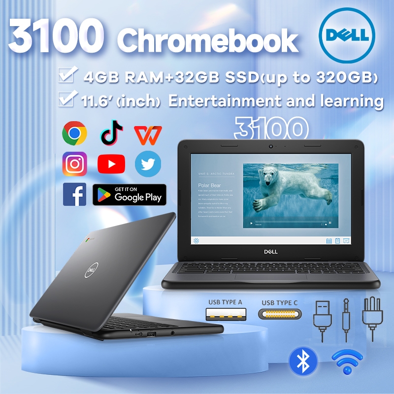 Dell 3100 Chromebook /4GB RAM/32GB eMMC/320GB HHD/Laptop/Chrome OS ...