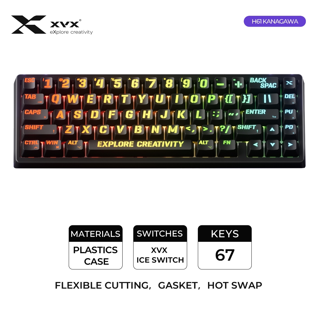 XVX M67 Miami Tri-Mode Mechanical Keyboard With IMD-Tech Keycaps ...