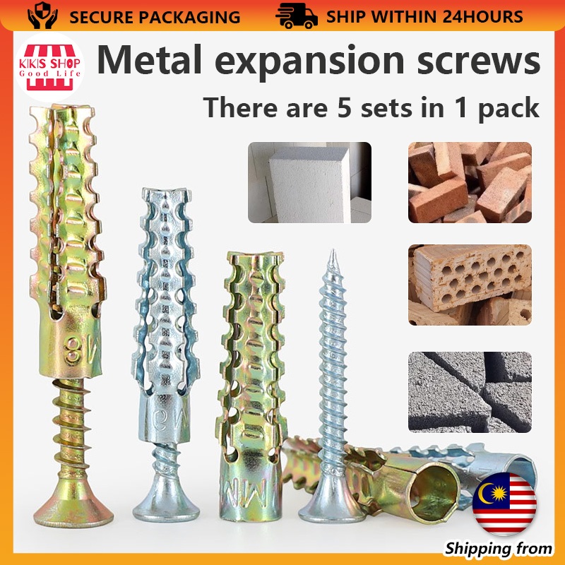 Metal expansion screws Bolts + Nuts pack of 10 sets lightweight brick ...