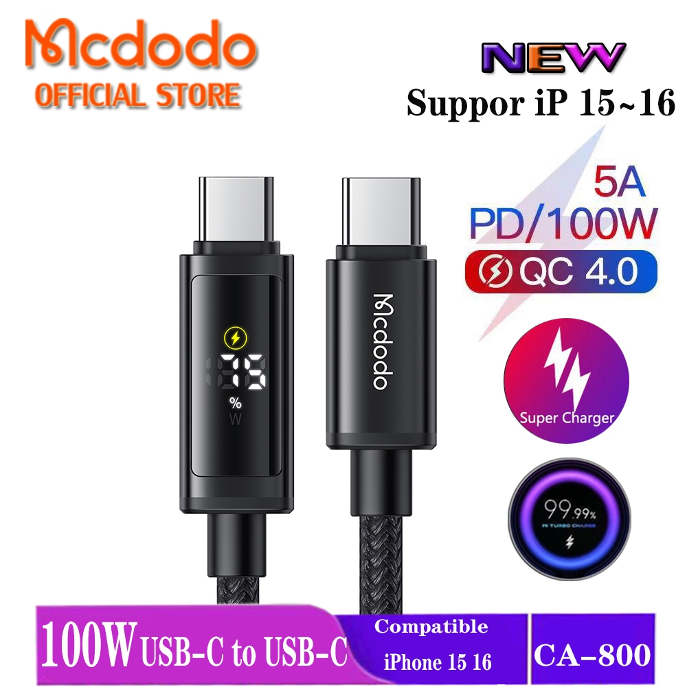 Mcdodo 100W/36W USB-C to Lightning/Type C Cable Dual LED Displays For ...