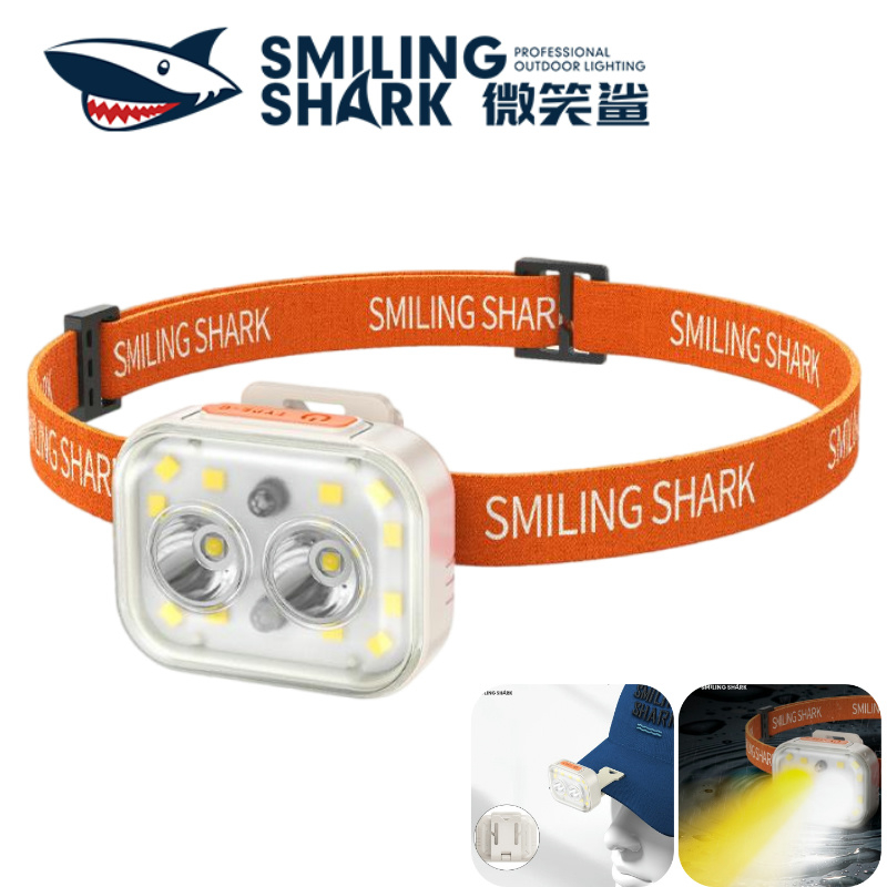 SMILING SHARK TD0232 LED Head Lamp 8Mode Induction Work Light Type-c ...