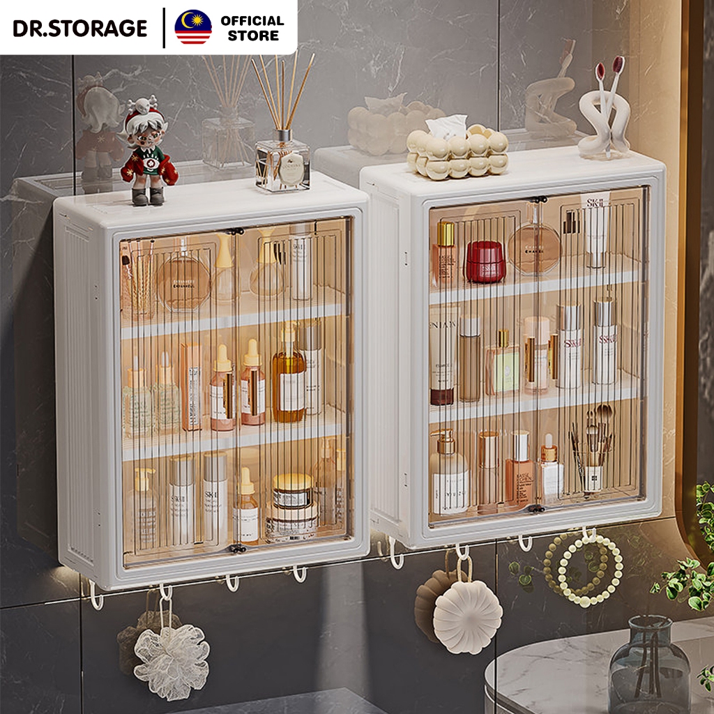 DR.STORAGE Wall-Mounted Cosmetic Storage Cabinet Bathroom Storage Box ...