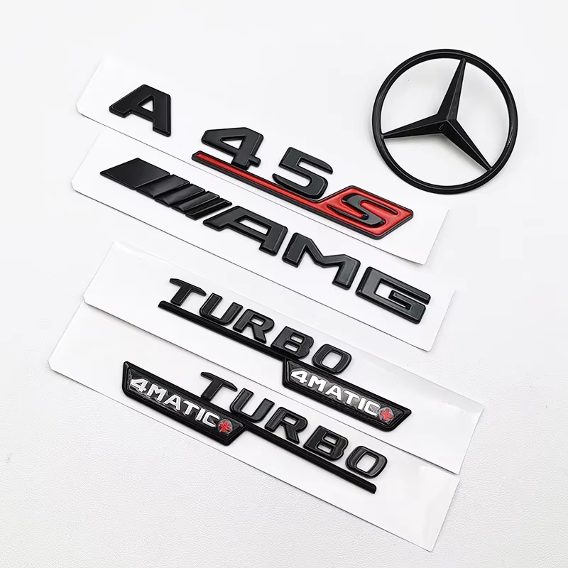 3D ABS Black A45S Logo Turbo 4MATIC Badge Car Rear Star Sticker Trunk ...