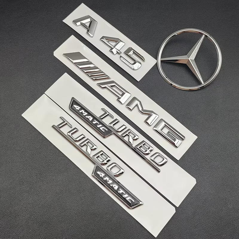 3D ABS Chrome A45 Logo Body Kit Turbo 4MATIC Badge AMG Emblem Car Rear ...