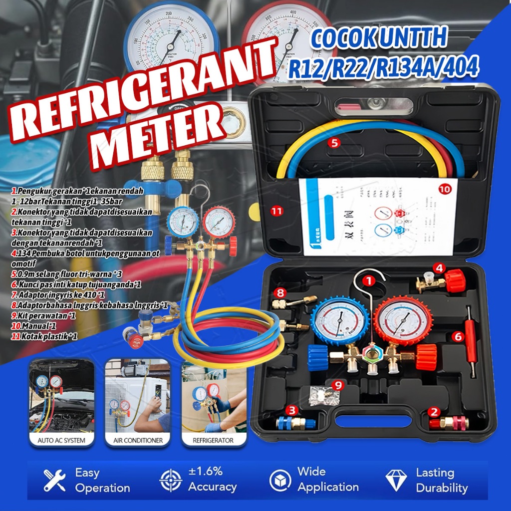Aircond Meter Set Manifold Gauge Aircond Gas Meter R12 R22 R404A R134A ...