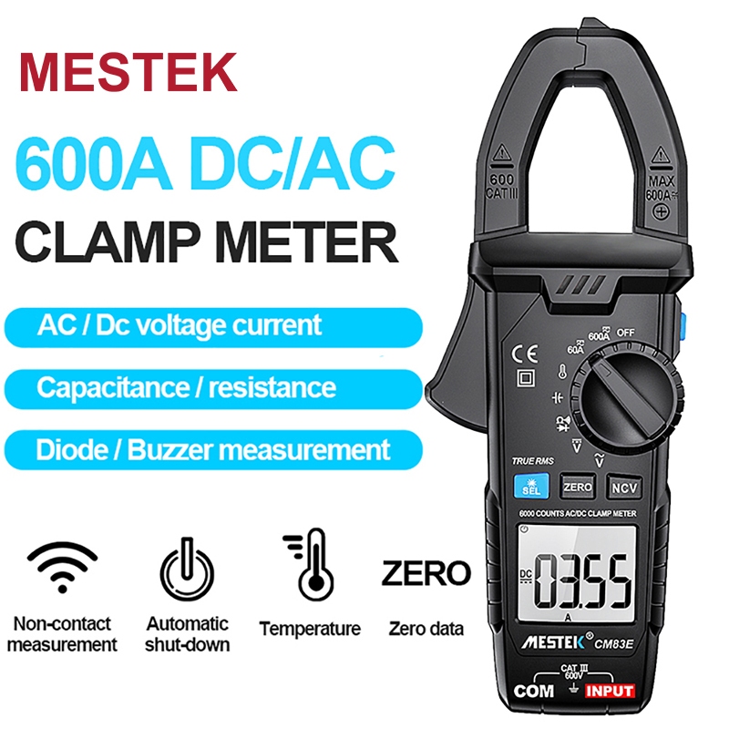 Digital Clamp Meter AC/DC 600A NCV DC Current Clamp Multimeter ...