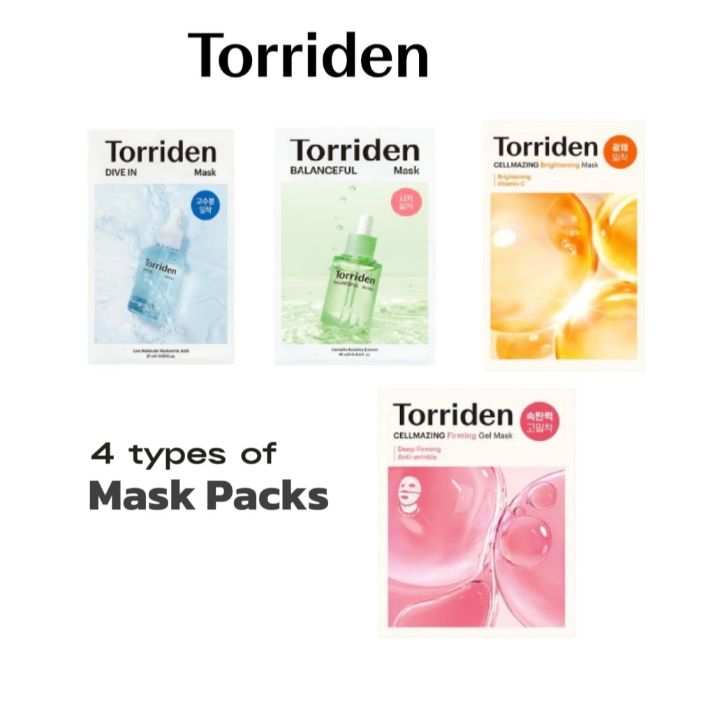 Torriden 4 types of mask packs (Dive-in Low Molecular Hyaluronic Acid ...