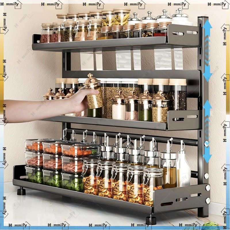 Countertop spice rack Height-adjustable spice storage cabinet Kitchen ...
