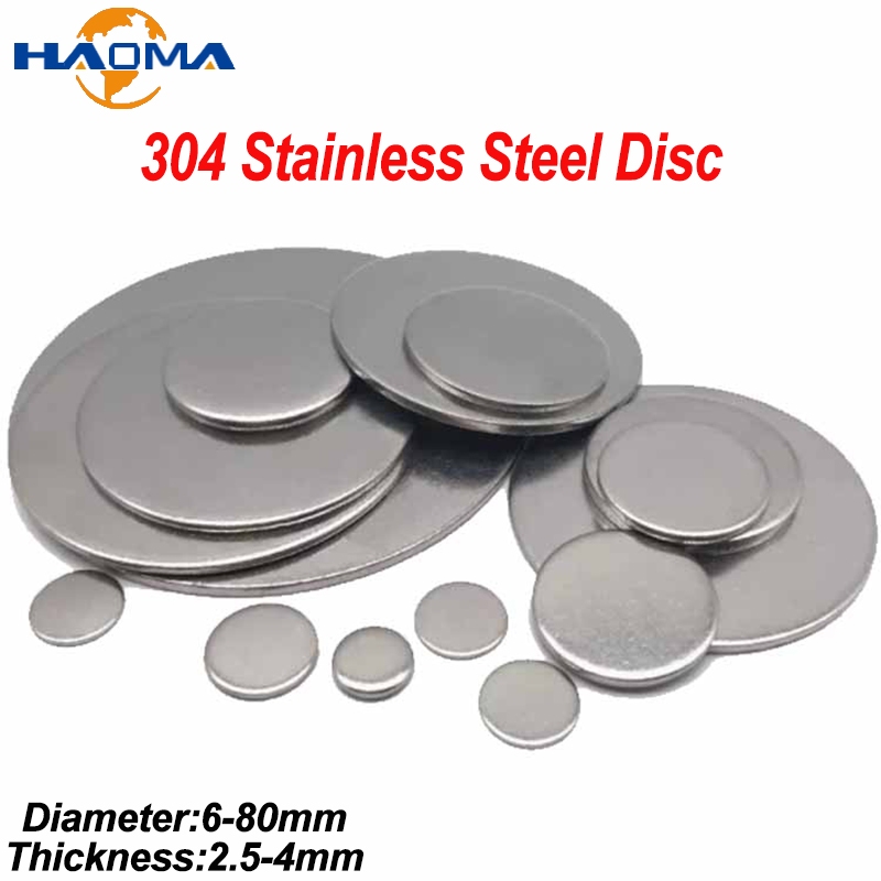 304 Stainless Steel Disc Round Steel Sheet Circular Metal Plate Disk ...