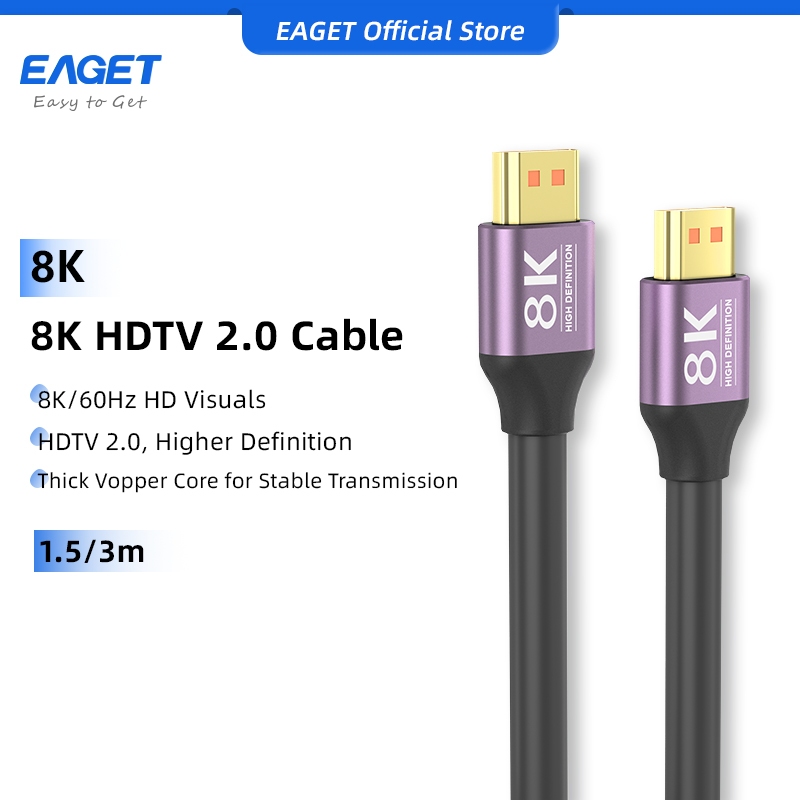 EAGET HDMI Cable 8K Ultra HD - HDTV 2.0 Cable(8K 60Hz) | Shopee Malaysia