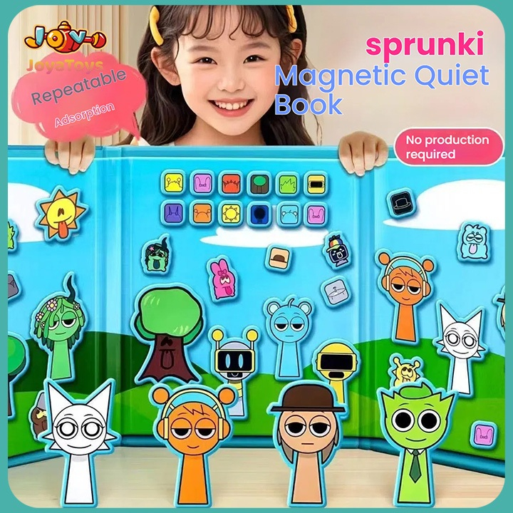 Sprunki No-Cut Magnetic Quiet Book (18cm) – DIY Handmade Toy for Kids ...