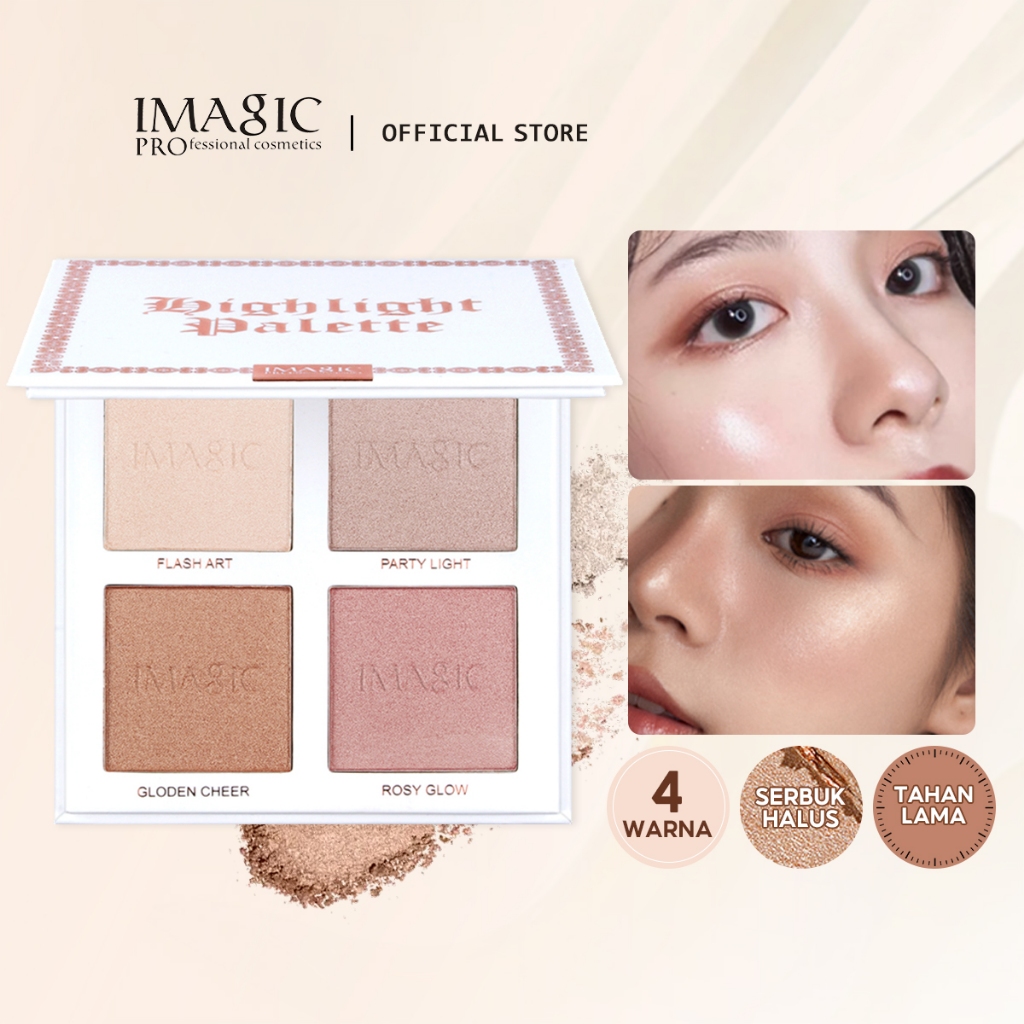IMAGIC 4 Colors Highlighter Powder Palette Shimmer Brighten Face ...