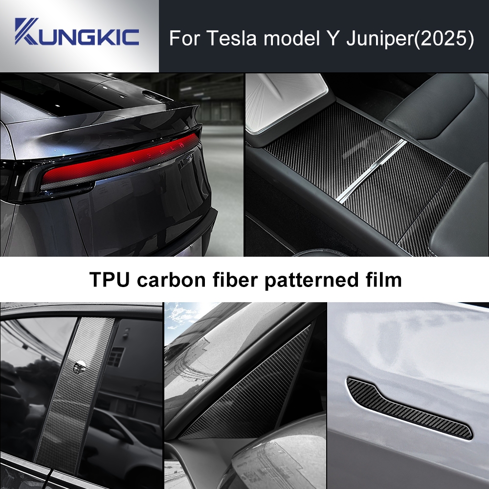 For Tesla Model Y Juniper 2025 TPU Carbon Fiber Texture Film Center ...