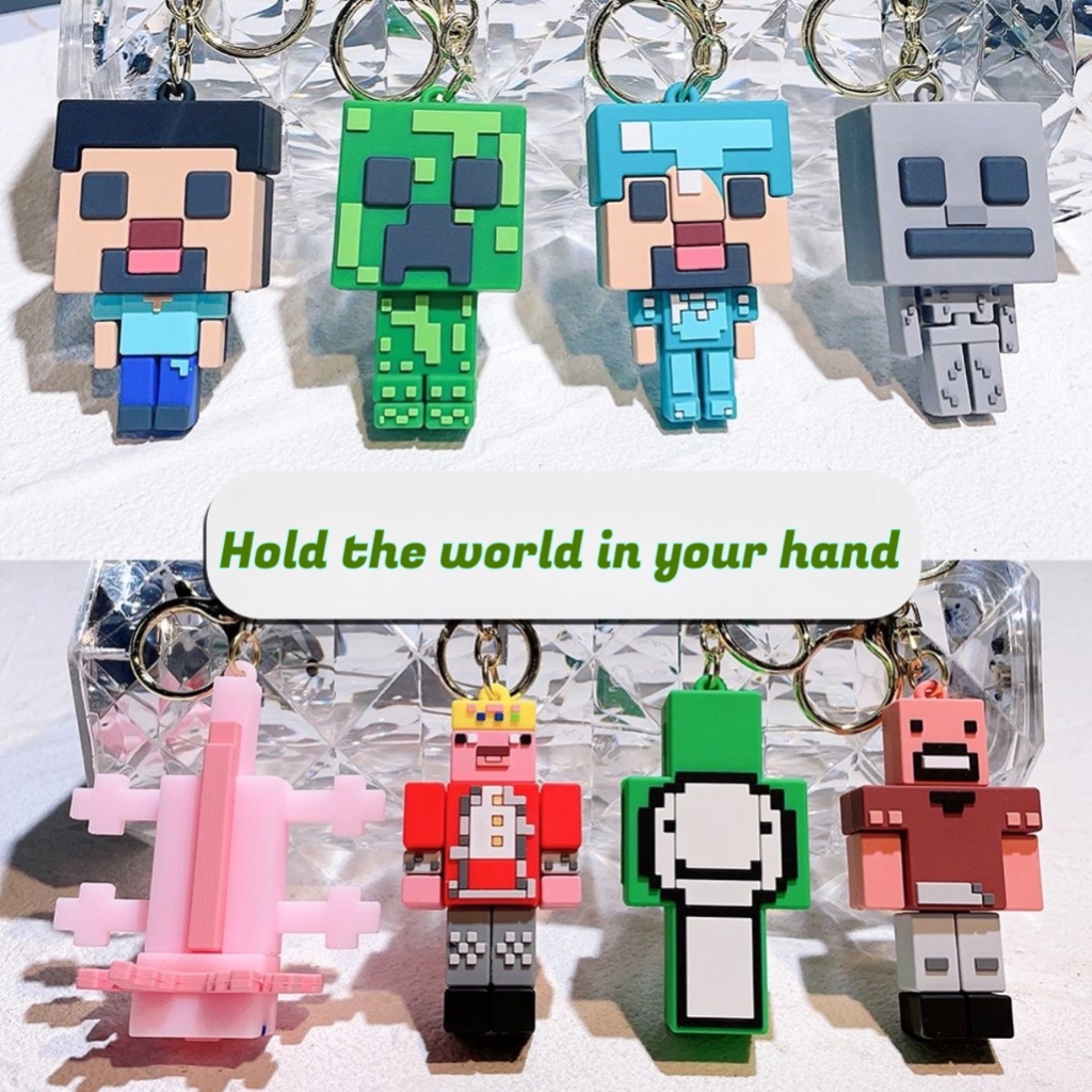 Minecraft Key Chain Minecraft figure Key chain Couple key chain gift ...