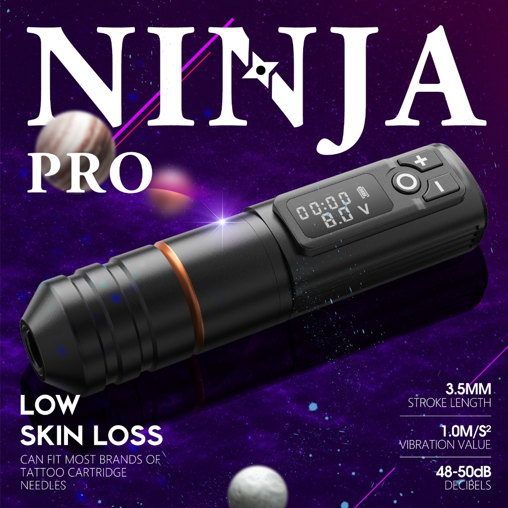 Ambition Ninja Pro Wireless Tattoo Machine 10V Coreless Motor+2400mAh ...