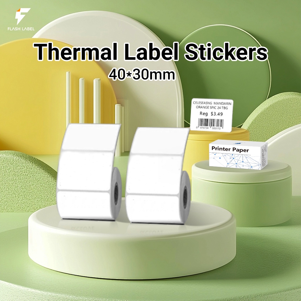 Flashlabel Thermal Label Sticker 40X30mm, Adhesive White Label Paper ...
