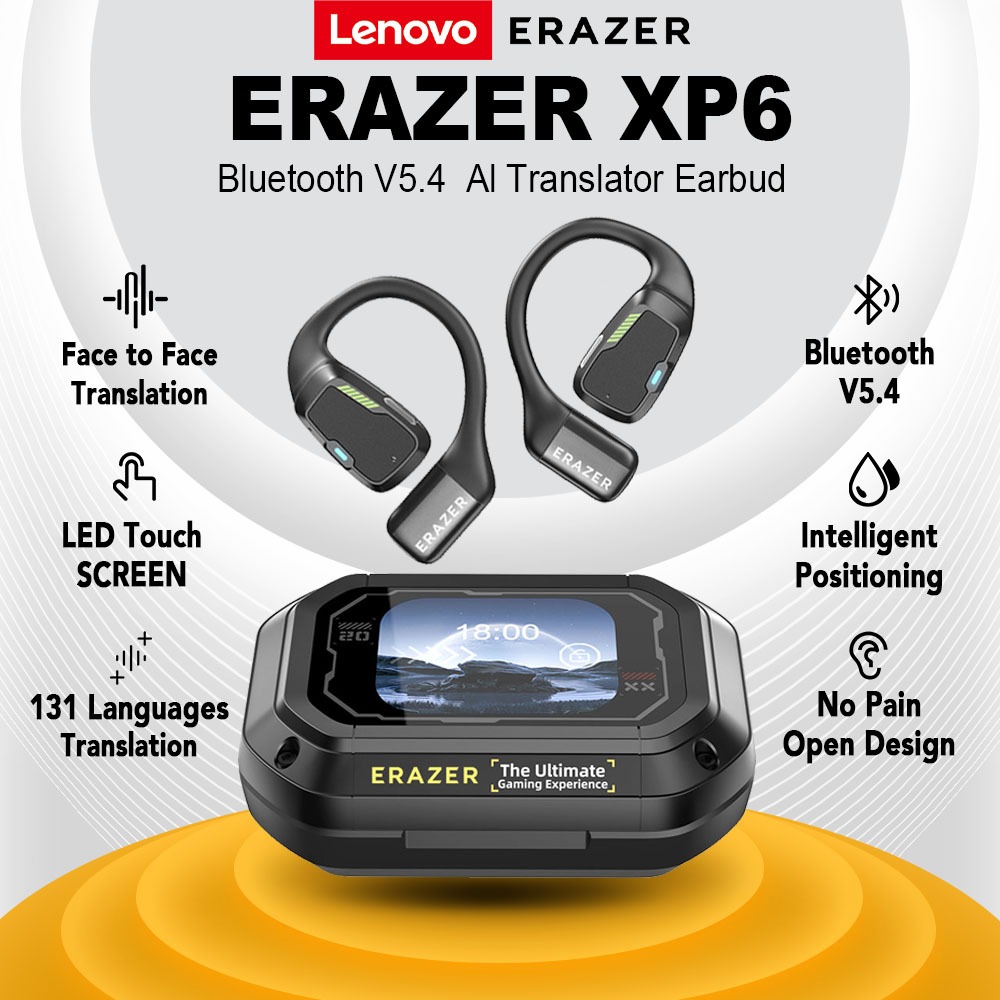Lenovo ERAZER XP6 AI Translator Earbud Wireless Earphones Bluetooth 5.4 ...