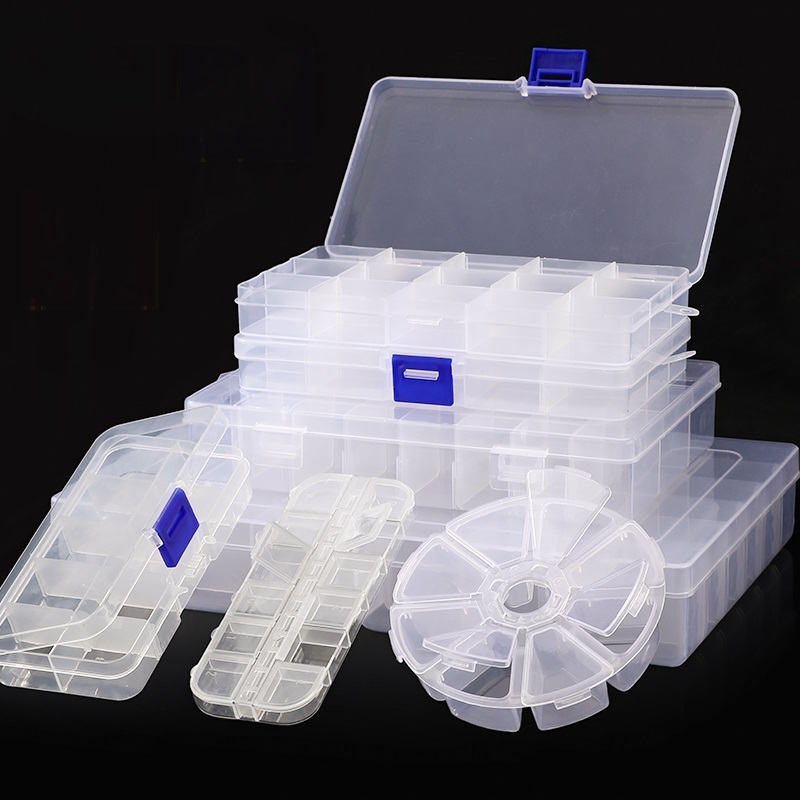 Multiple Sizes Transparent Compartment Plastic Storage Box Jewelry ...