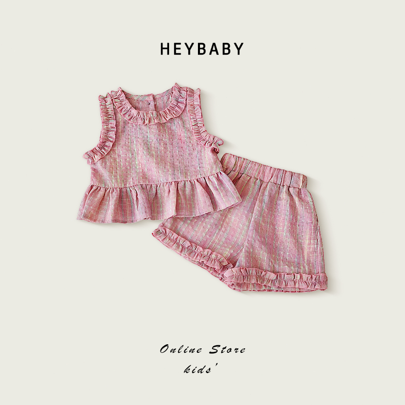 HeyBaby 1-7 Tahun Set Pakaian Tanpa Lengan Gadis Seluar Leher Lebar Set Dua Helai Gaya Korea ...