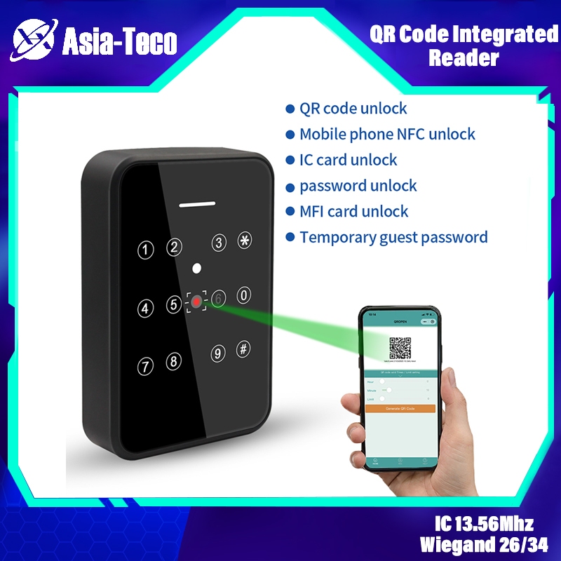 QR Code Scanner NFC Reader Access Control Keypad 13.56Mhz RFID Card ...