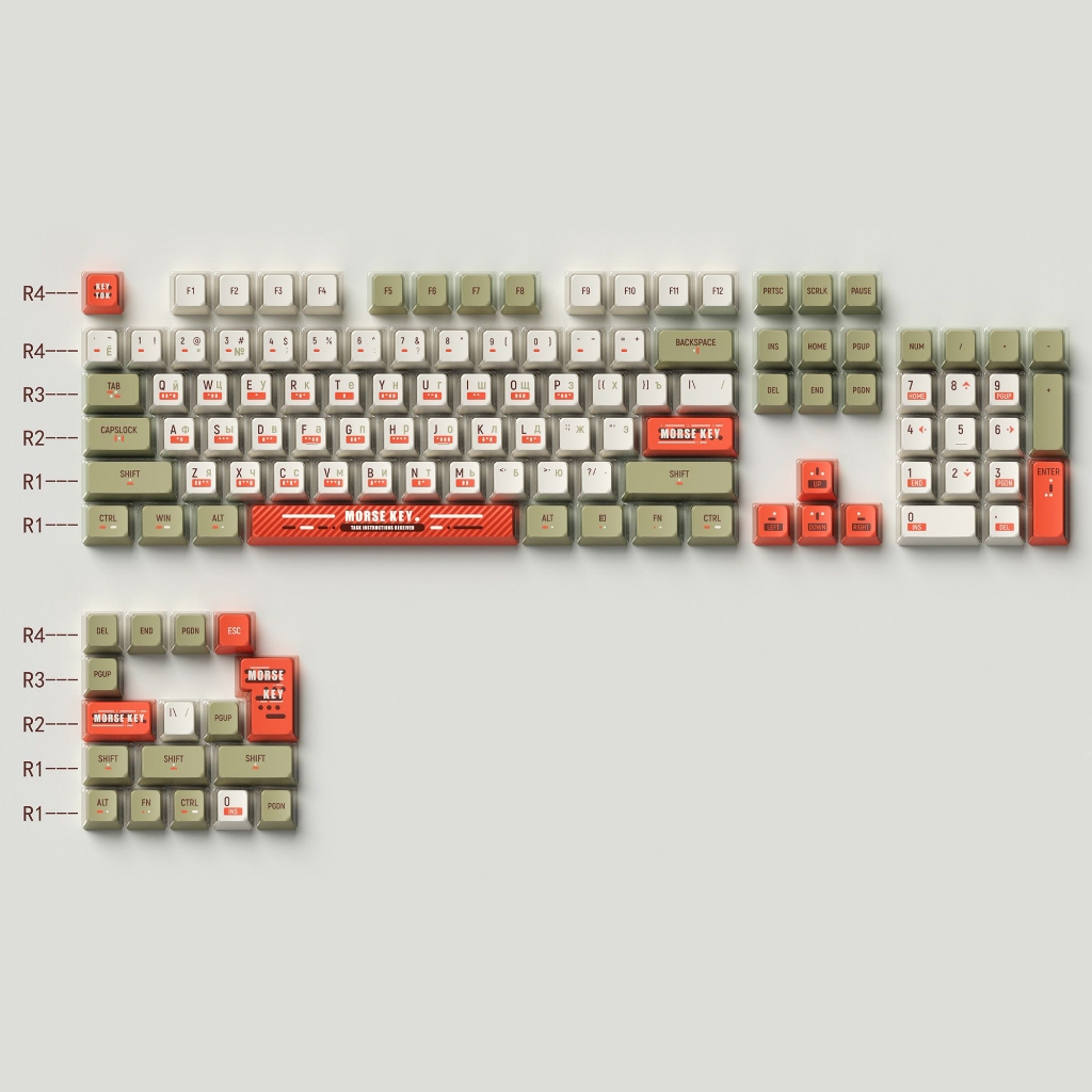 KeyTok KDA Profile Morse Key Code Dye Sub Keycap Set thick PBT for ...