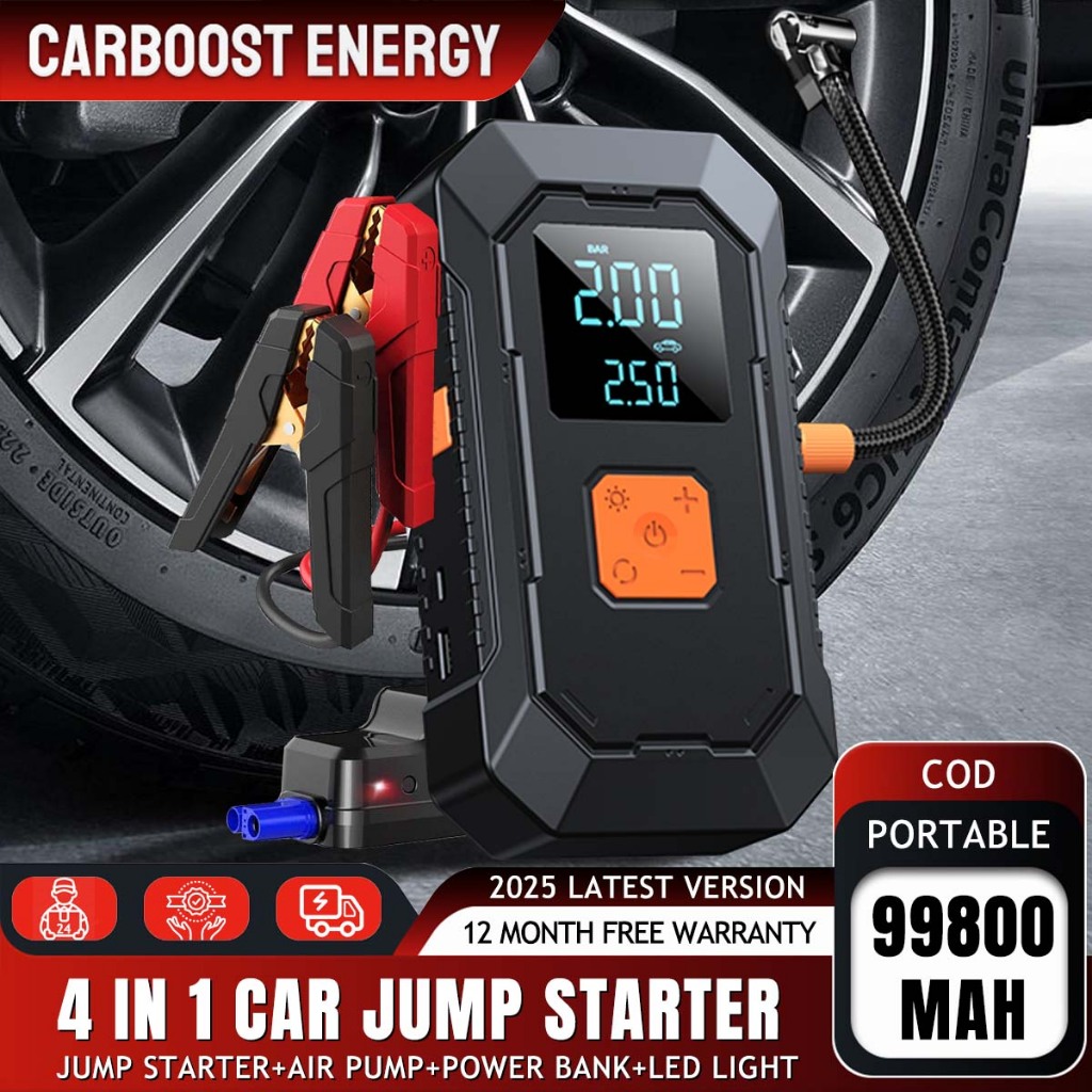 4 in 1 Car Jump Starter 99800mAh Jump Starter With Air Compressor Air ...