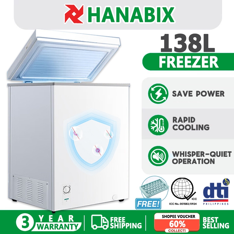 Hanabix 5 STAR Freezer Inverter Mini Chest Freezer 145L Peti Freezer ...