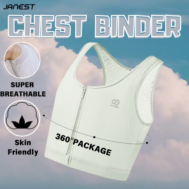 Zipper Corset Chest Binder Wrap Short Breast Flatten Binder Sport ...