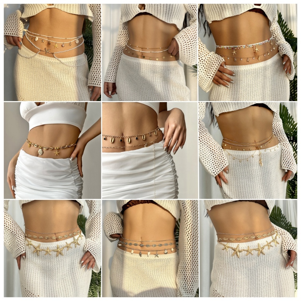 JUSHI Shell Conch Starfish Tassel Adjustable Waist Chain Fashion ...