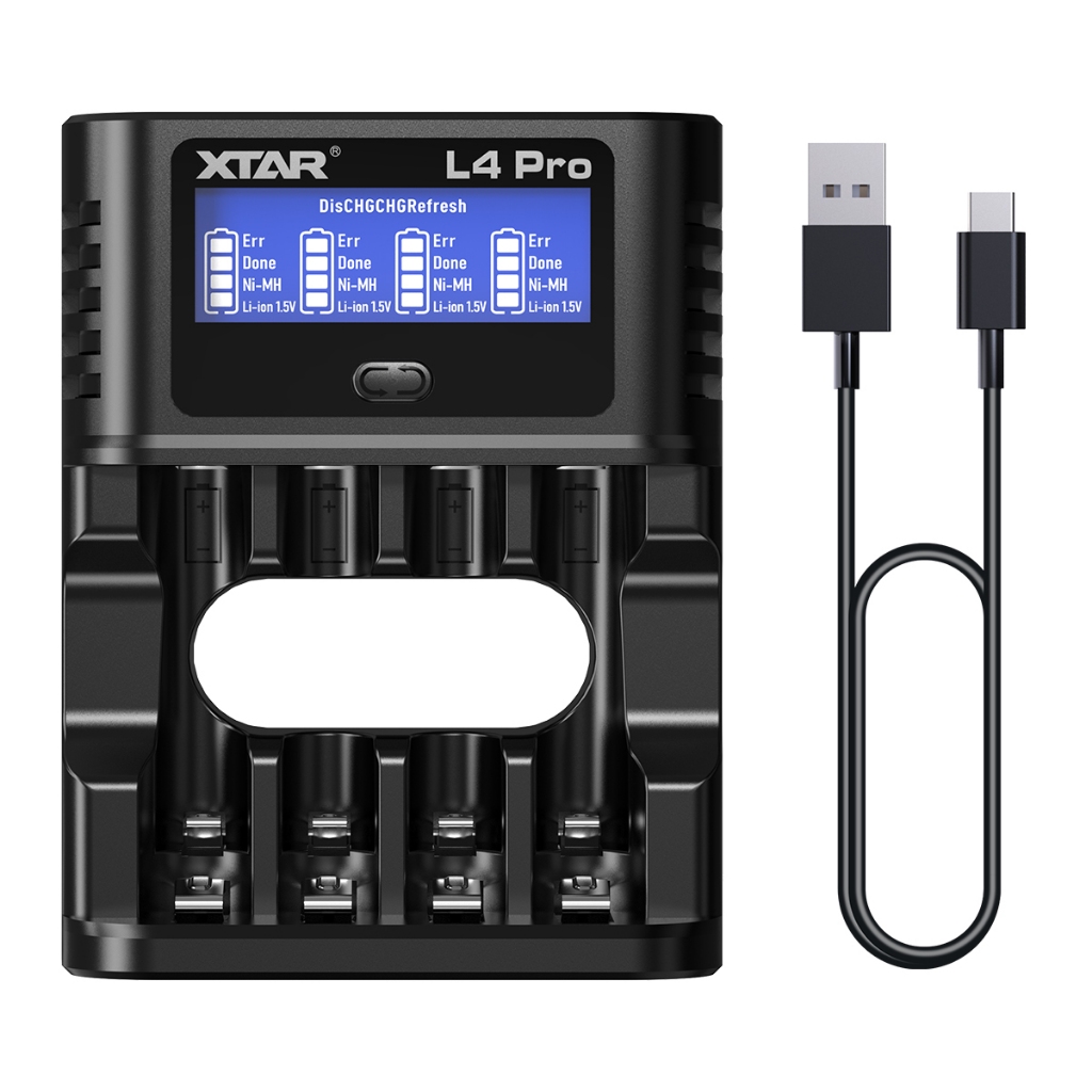 XTAR L4 Pro Smart Type-C Fast Battery Charger, 1.5V Li-ion & 1.2V NiMH ...