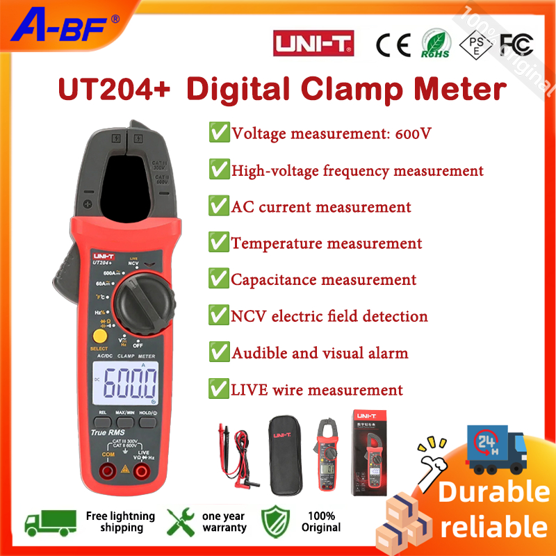 UNI-T Clamp Meter UT210D UT204 PlusAC DC Current Pliers Ammeter Voltage ...