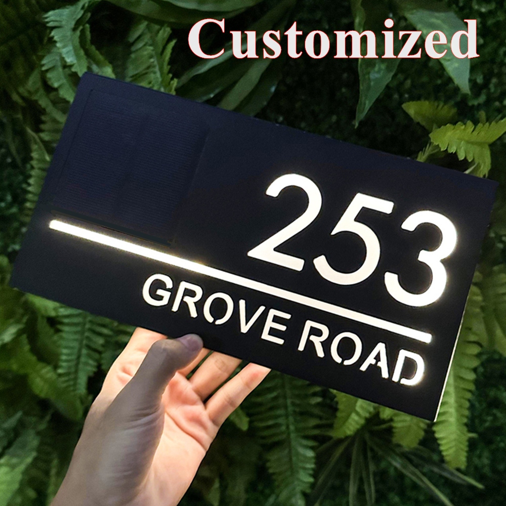 Customized House Number Plate - Solar Powered Door Plate - LED Door ...