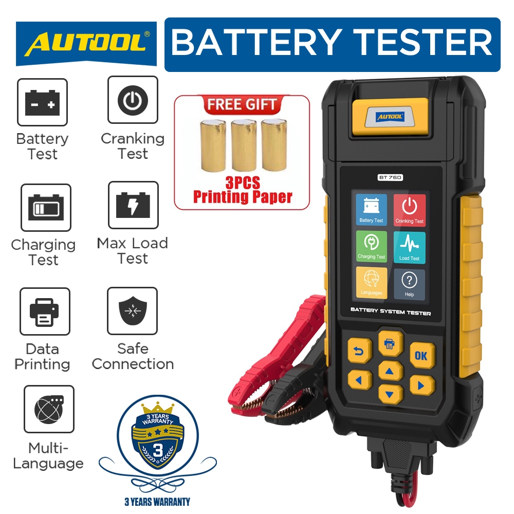 【Local Stock】AUTOOL BT760 Bateri Kereta Tester 12V 24V Car Battery ...