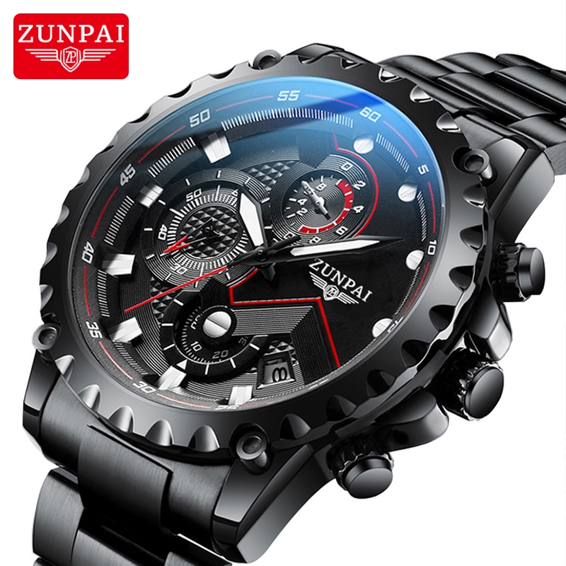 ZUNPAI Men's Multifunction Three-eye Chronograph Sport swimming Quartz ...