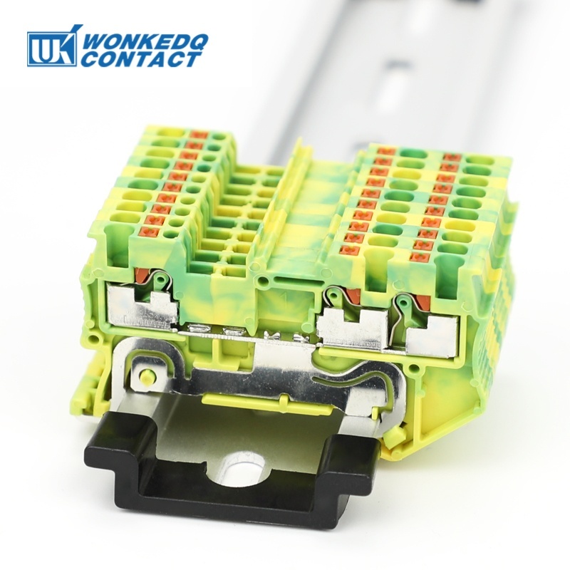 PT1.5/S-TW-PE 1-input 2-output Ground Din Rail Terminal Block 1.5mm Twin Cable Connector Push-in ...
