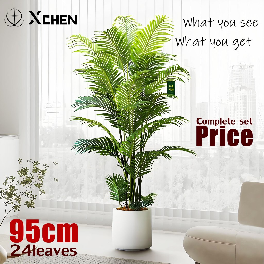 🌹Menghantar Pasu Bunga🌹Pokok Areca Buatan 95cm, 24 Helai / Pohon Buatan ...