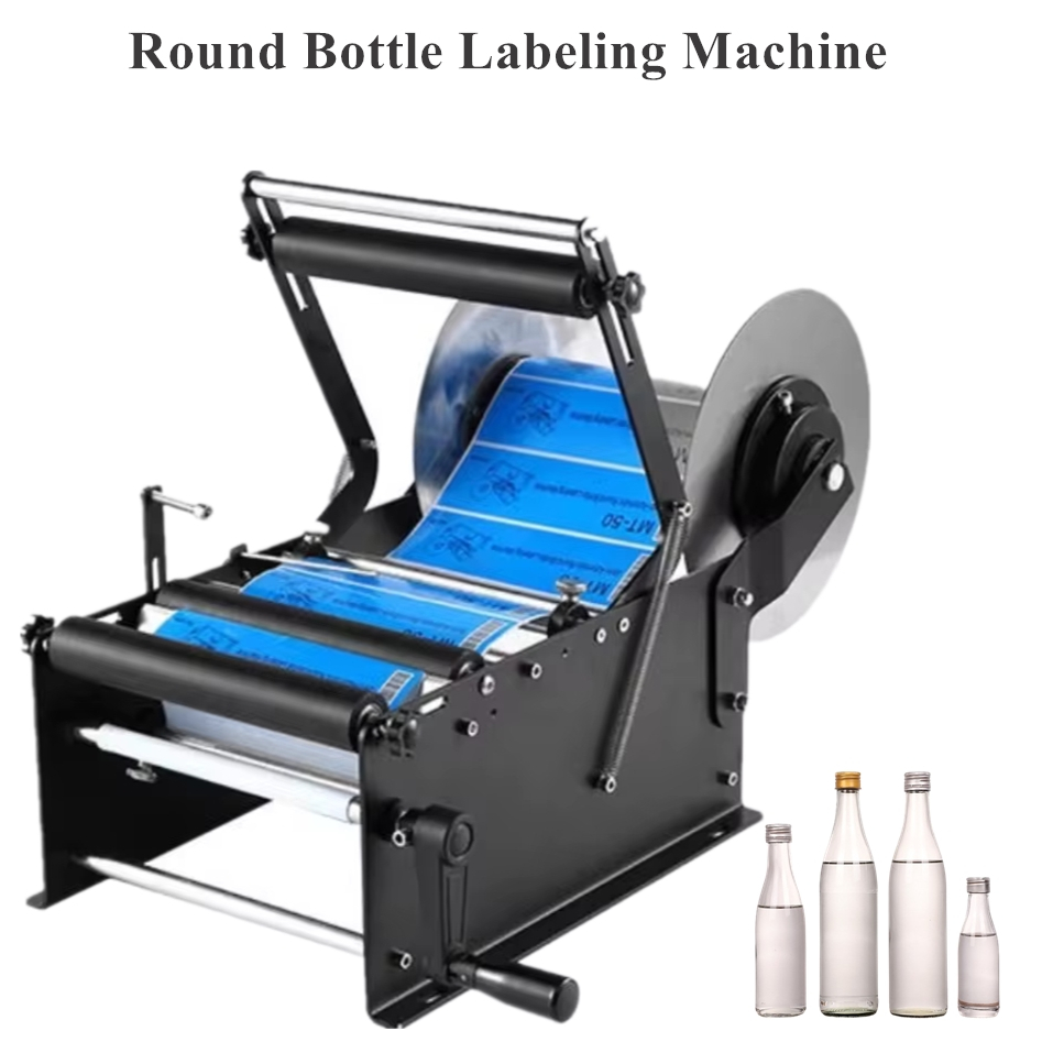 Manual Round Bottle Labeling Machine Sticker Applicator for Wate Juice ...