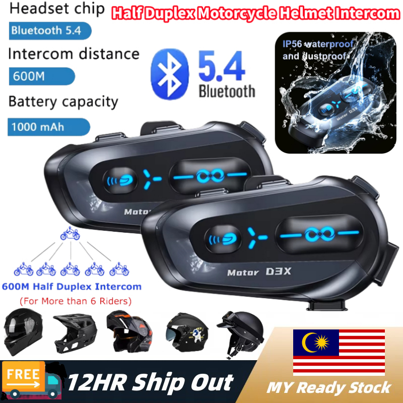 (Local Seller) 600M Intercom Helmet Motorcycle for 6 Riders Wireless ...