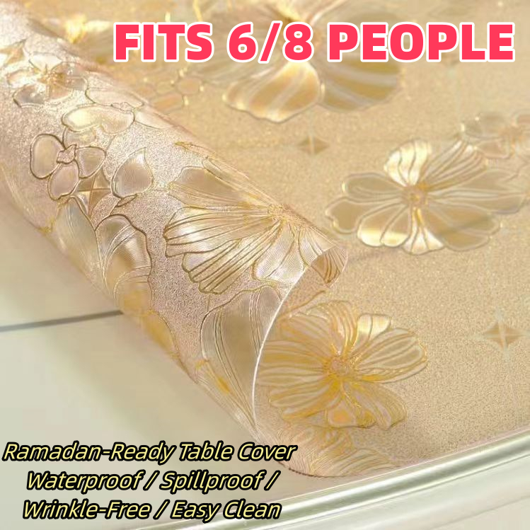 alas meja makan 6 kerusi table cloth 8 seater Transparent table mat waterproof tea table cover ...