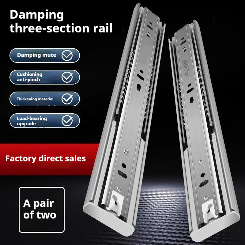 Thick Stainless Steel Drawer Slide Rail Three-Section Rail Household ...
