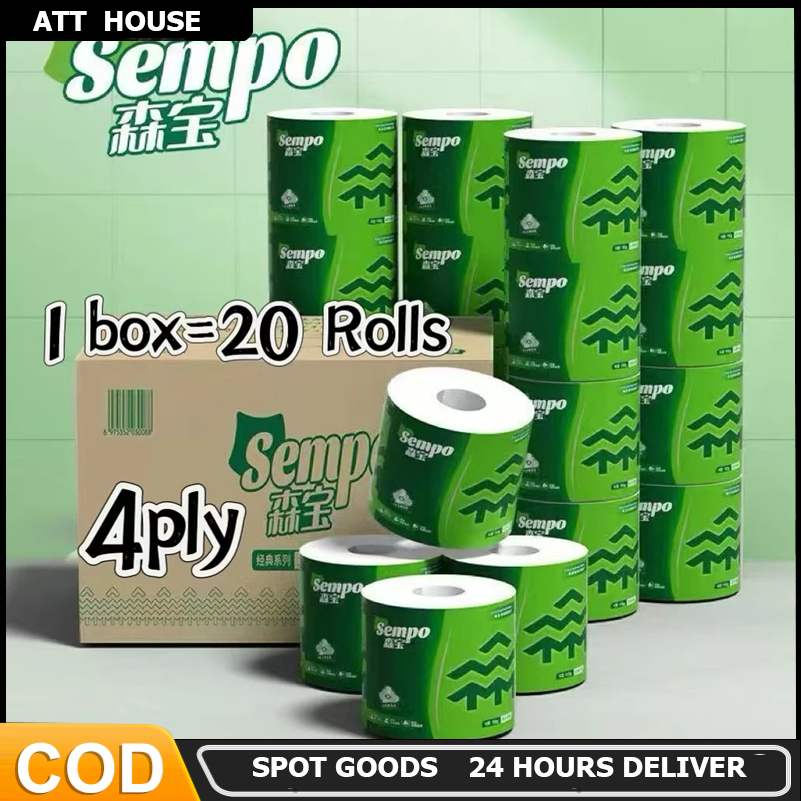 TISSUE PAPER ROLL Sempo Toilet Roll 4ply (1 box = 20 Rolls) Can be ...