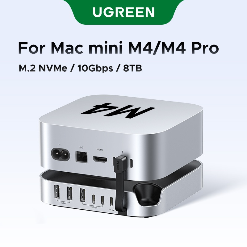 UGREEN Mac mini M4 Dock and Stand DP Hub for Mac mini M4 and M4 Pro 2024 with M.2 NVMe SSD ...