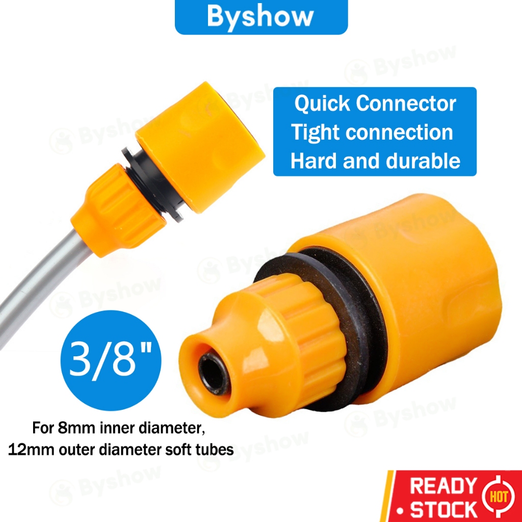 【Byshow】3/8" Quick Hose pipe water tap Connector High Impact Plastic ...